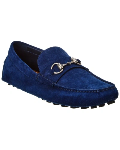 Gucci Horsebit Suede Driver In Blue | ModeSens