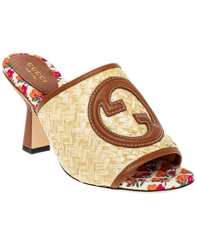 Gucci Interlocking G Leather & Raffia Sandal | ModeSens