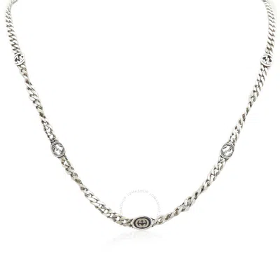 Gucci Interlocking G Link Necklace In Sterling Silver In Gray | ModeSens