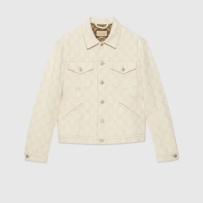 Gucci Gg Cotton Jacquard Jacket In White | ModeSens