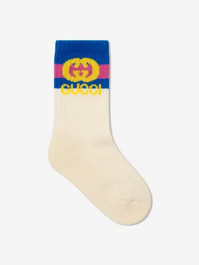 Gucci Kids Gg Logo Socks In Ivory | ModeSens