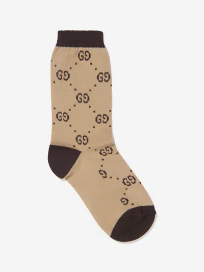 Gucci Kids Gg Socks In Beige | ModeSens