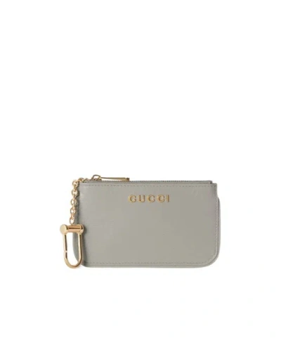 Gucci Logo Zip Key Bag In Gray | ModeSens