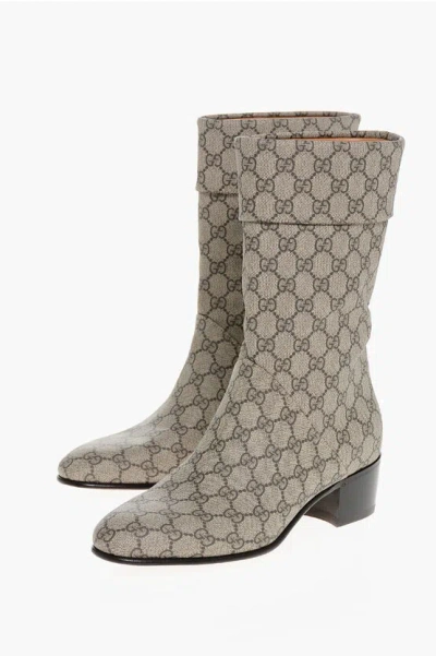 Gucci Monogram Logo Print Cuffed Boots | ModeSens