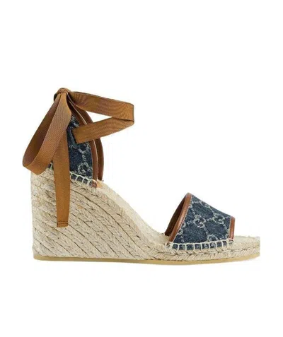 Gucci Monogram-pattern Platform Espadrilles In Nude | ModeSens