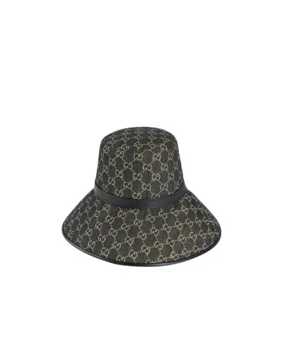 Gucci Monogram-pattern Wide-brim Hat In Black | ModeSens