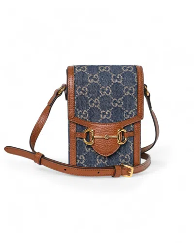 Gucci Phone Holder Gg Denim Blue In Grey | ModeSens