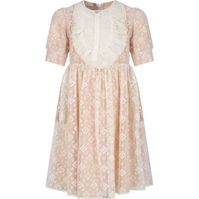 Gucci Kids' Monogram-pattern Bib-collar Dress In Pink | ModeSens