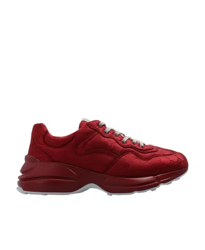Gucci Rhyton Monogram Jacquard Sneakers In Red | ModeSens