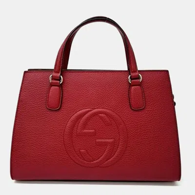 Pre-owned Gucci Soho Leather Top Handle Bag In Red | ModeSens