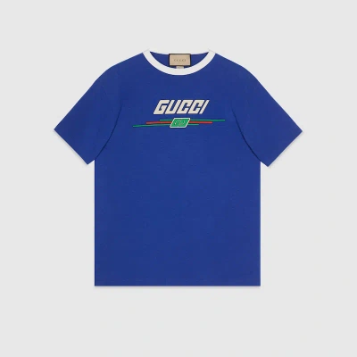 Gucci T-shirt With Print In Blue | ModeSens
