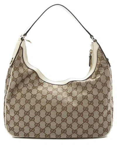 Gucci White Gg Canvas Charmy Hobo Bag (authentic ) In Brown | ModeSens