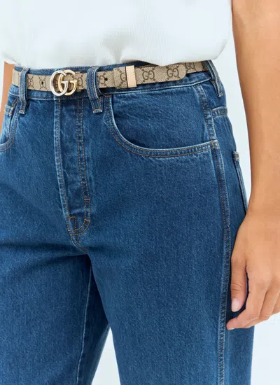 Gucci Women Gg Marmont Reversible Thin Belt In Cream | ModeSens