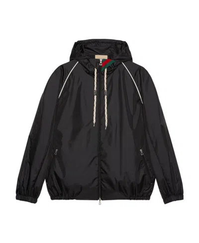 Gucci Zip-up Hooded Jacket In Black | ModeSens
