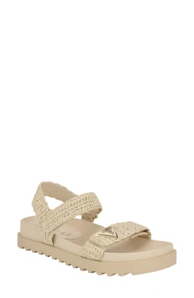 Guess Fabrica Raffia Sandal In Ivory | ModeSens