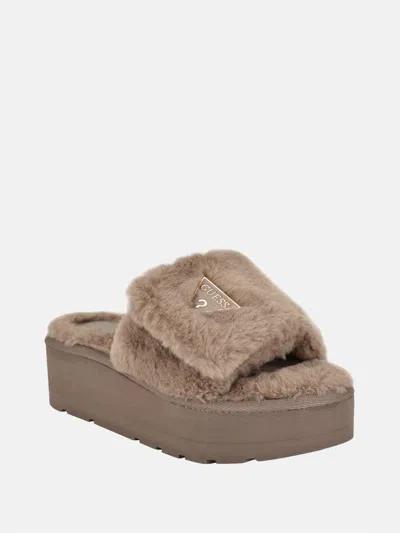 Guess Factory Alista Faux-fur Platform Slide Sandals In Multi | ModeSens