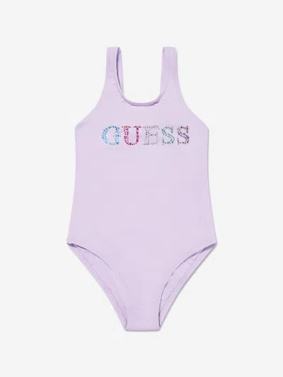 Guess Kids' Rhinestone-embellished Swimsuit In Purple | ModeSens