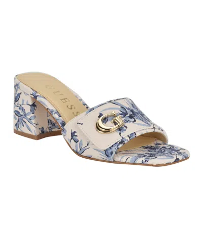 Guess Women's Gallai Block Heel Slip-on Sandals In Light Blue Floral ...