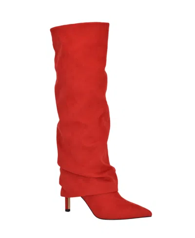 Guess Women's Natha Fold Over Slouchy Stiletto Heel Boots In Red | ModeSens