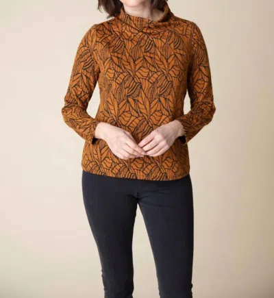 Habitat Falling Leaves Jacquard Wrap Neck Top In Ginger In Multi | ModeSens