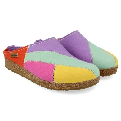 Haflinger Unisex Grizzly Patch Mule Shoes In Orchidee/pastel Multi ...