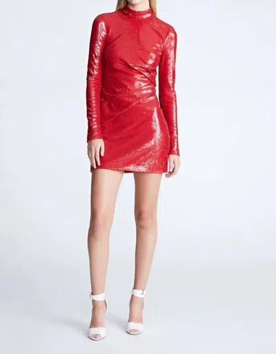 Halston Heritage Emely Dress In Sequins In Halston Red In Multi | ModeSens