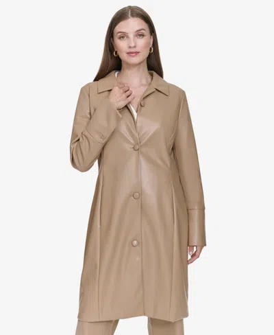 Halston Women's Faux-leather Topper Jacket In Camel | ModeSens