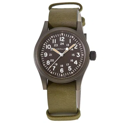 Hamilton Khaki Field Mechanical Brown Dial Green Leather Strap Men's ...