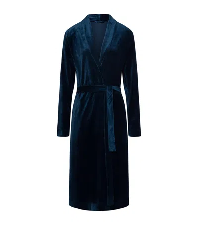 Hanro Velvet Robe In Blue | ModeSens