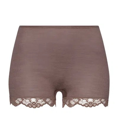 Hanro Woolen Lace Maxi Briefs In Brown | ModeSens