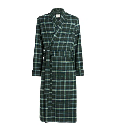 Harrods Brushed Cotton Tartan Robe In Black | ModeSens