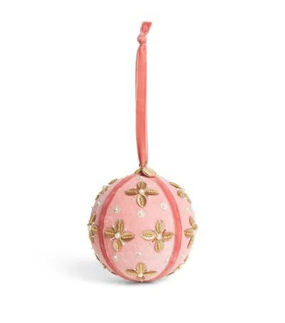 Harrods Pink Velvet Embroidered Bauble | ModeSens