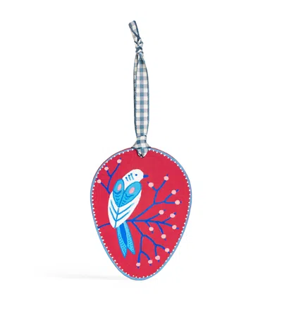 Harrods Wooden Egg Bird & Berries Bauble In Red | ModeSens