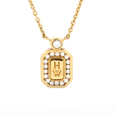 Harry Winston Hw Logo Pendant Necklace 18k Yellow Gold With Diamonds ...