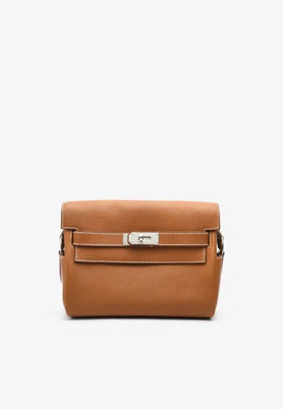 Pre-owned Hermes Kelly Messenger Pm In Fauve Barenia Leather With ...