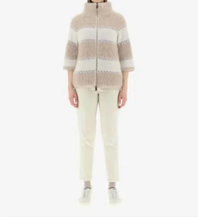 Herno Fluffy Line Mohair And Lurex Jacket In Bianco In Grey | ModeSens