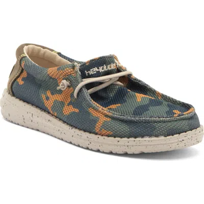 Hey Dude Kids' Wally Sox Moc Toe Sneaker In Army Camo | ModeSens