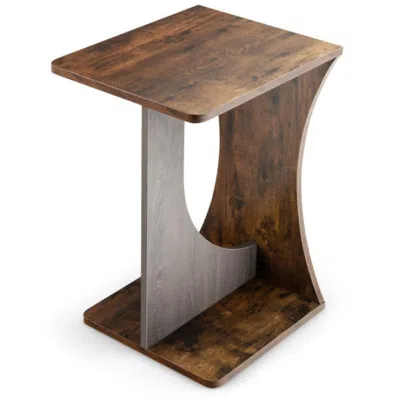 Hivvago 2-tier Compact C-shape Sofa Side Table-rustic Brown | ModeSens