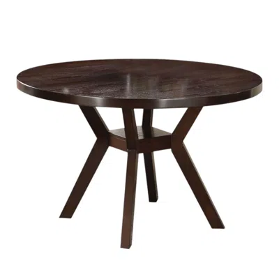 Hivvago 48" Espresso Wood Cross Leg Base Round Top Dining Table In ...