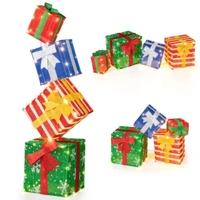 Hivvago 48 Inches Lighted Stacked Gift Boxes With Built-in Led Lights ...