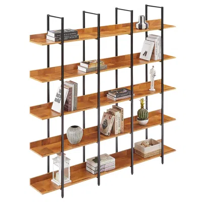 Hivvago 5-tier Industrial Bookshelf With Metal Frame - Black+brown ...