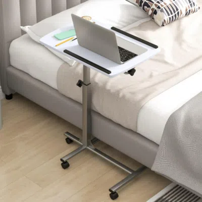 Hivvago Adjustable Angle Height Rolling Laptop Table-white | ModeSens