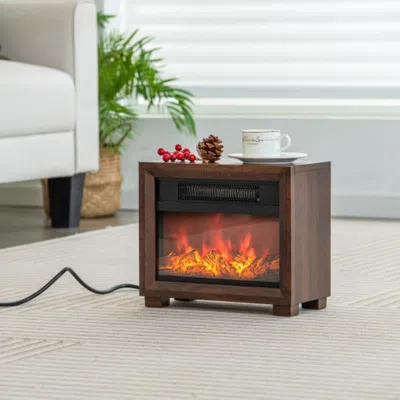 Hivvago Mini Wooden Space Tabletop Fireplace With Realistic Flame ...