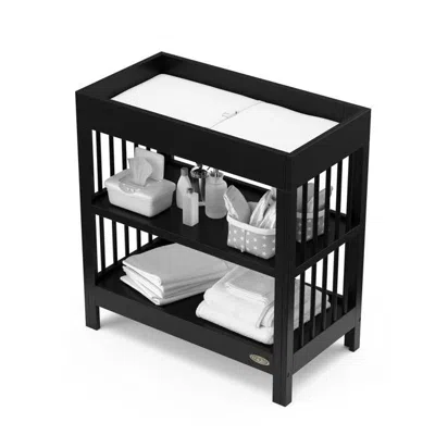 Hivvago Modern Changing Table In Black Wood Finish With Safety Rail And ...