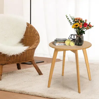 Hivvago Natural Modern Stylish Bamboo Round End Table With 20 Inch ...