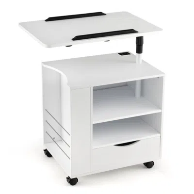 Hivvago Nightstand Bedside Table Swivel Laptop Tray With Charging ...