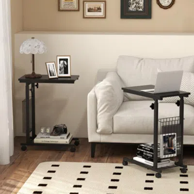 Hivvago Rolling Height Adjustable Sofa End Side Table | ModeSens