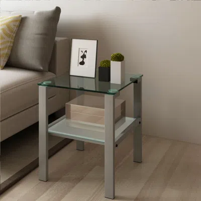 Hivvago Two Layered Tempered Glass Small Bedroom Corner Home Tea Table ...