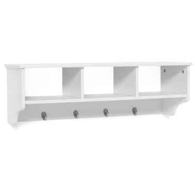 Hivvago Wall Mount Cubby Organizer Hooks Entryway Storage Shelf-white ...