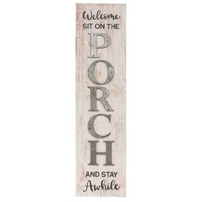 Homegifo Welcome Sit On The Porch Distressed Wood Sign In Neutral ...